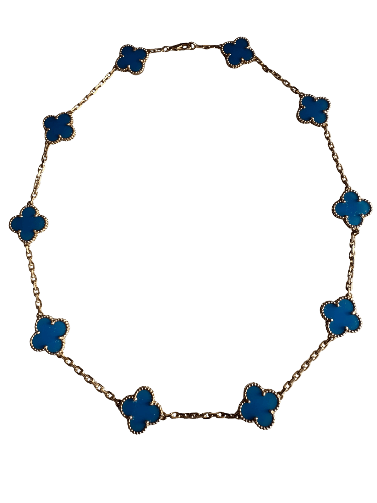 Rare Van Cleef & Arpels Blue Agate Necklace 10 Pattern Vintage Alhambr ...