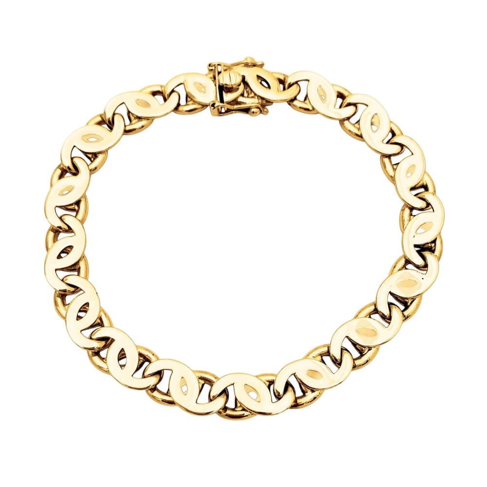 Armband Schakel met tijgeroog in geelgoud - 58 Facettes
