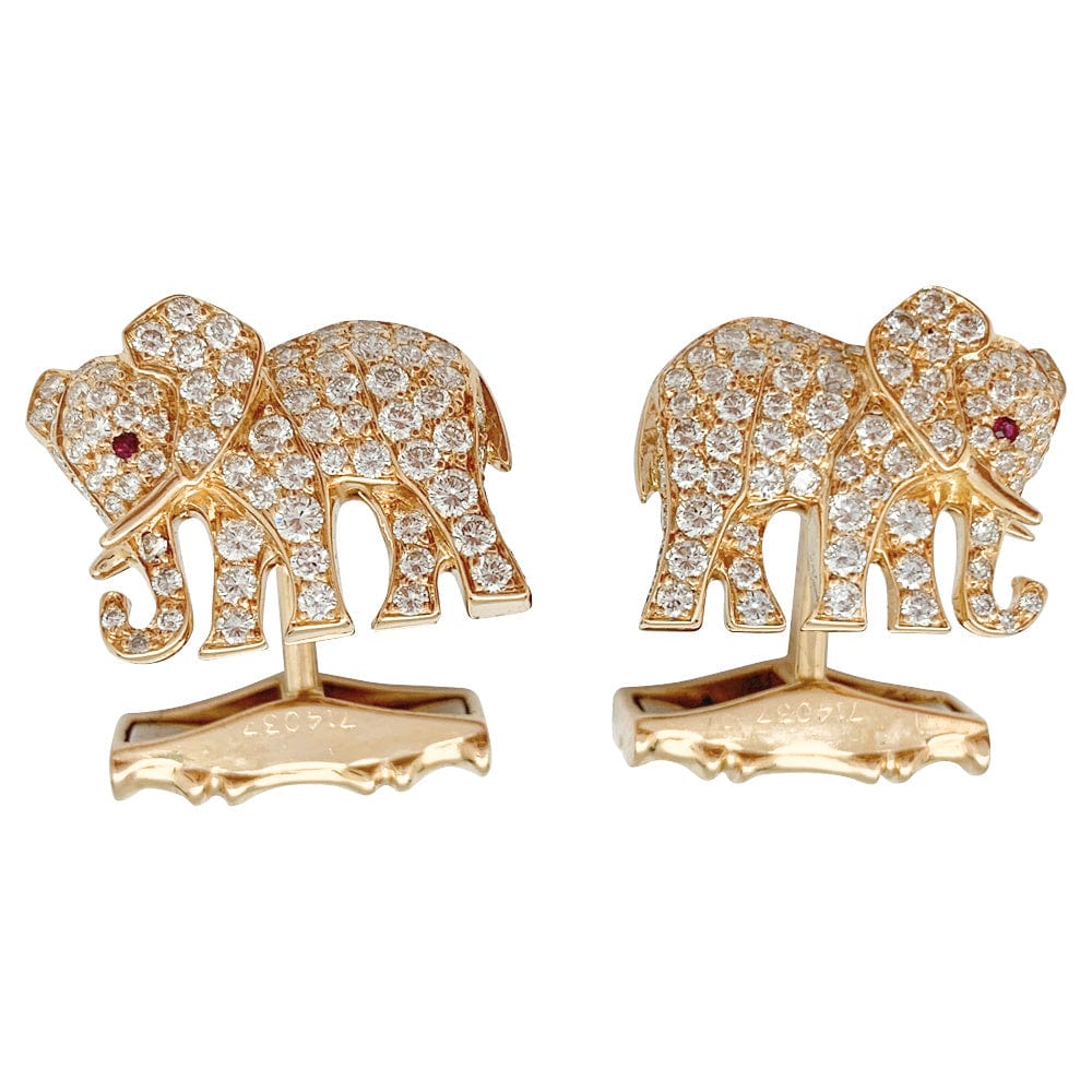 Cufflinks Cartier Elephants set with diamonds. - 58 Facettes
